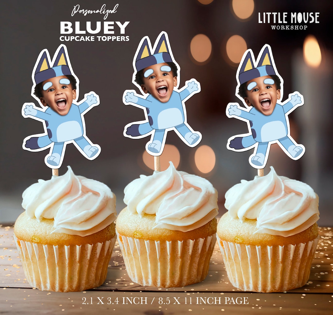 Bluey Personalized Face Cupcake Toppers - Etsy