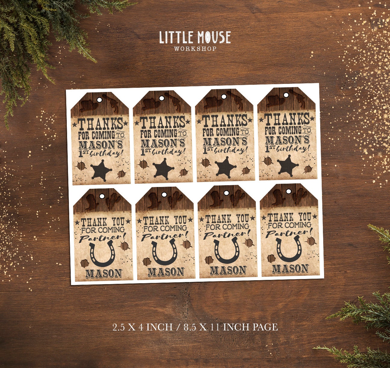 Western Birthday Thank You Tags - Etsy