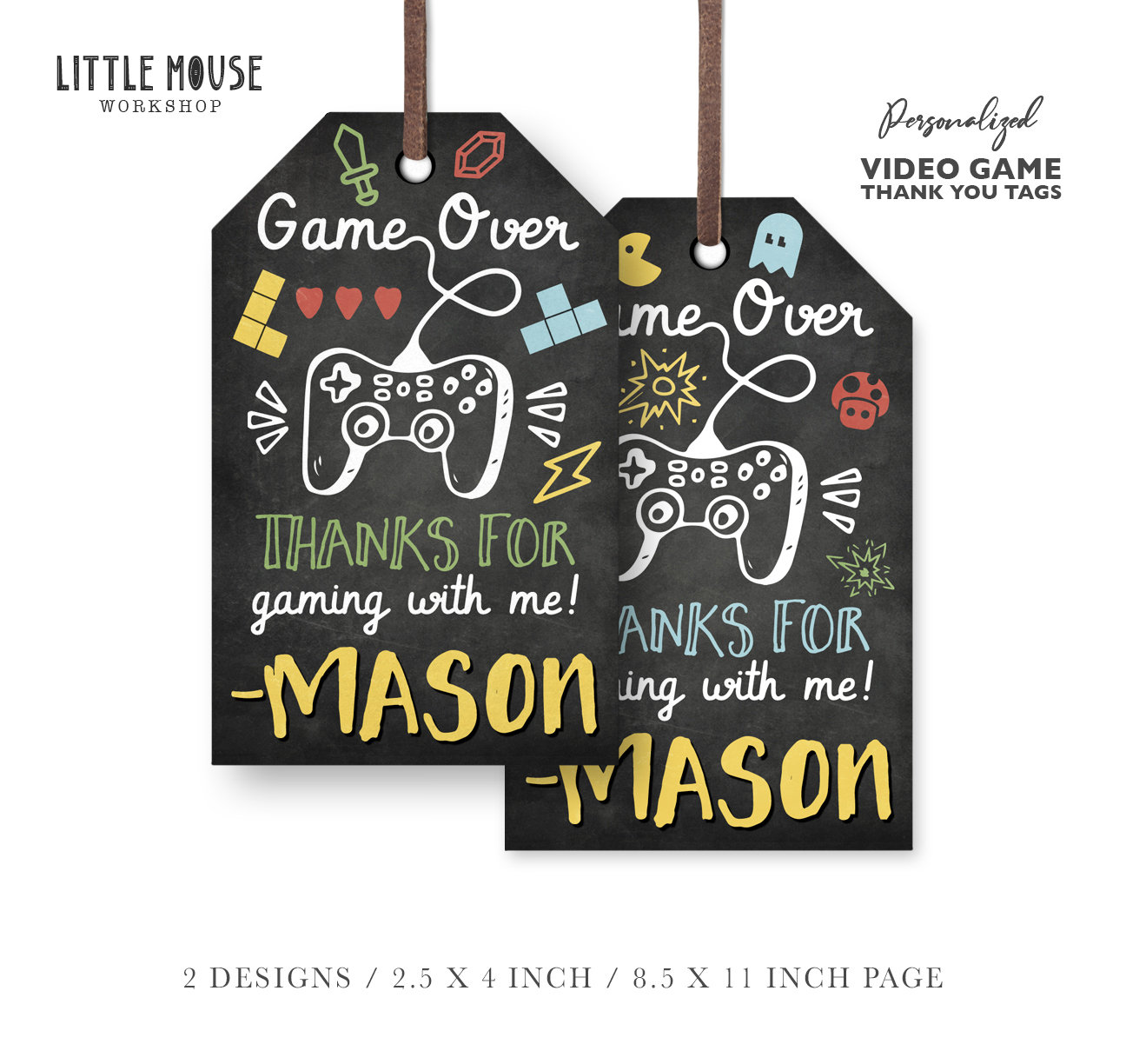 Video Game Birthday Thank You Tags - Etsy