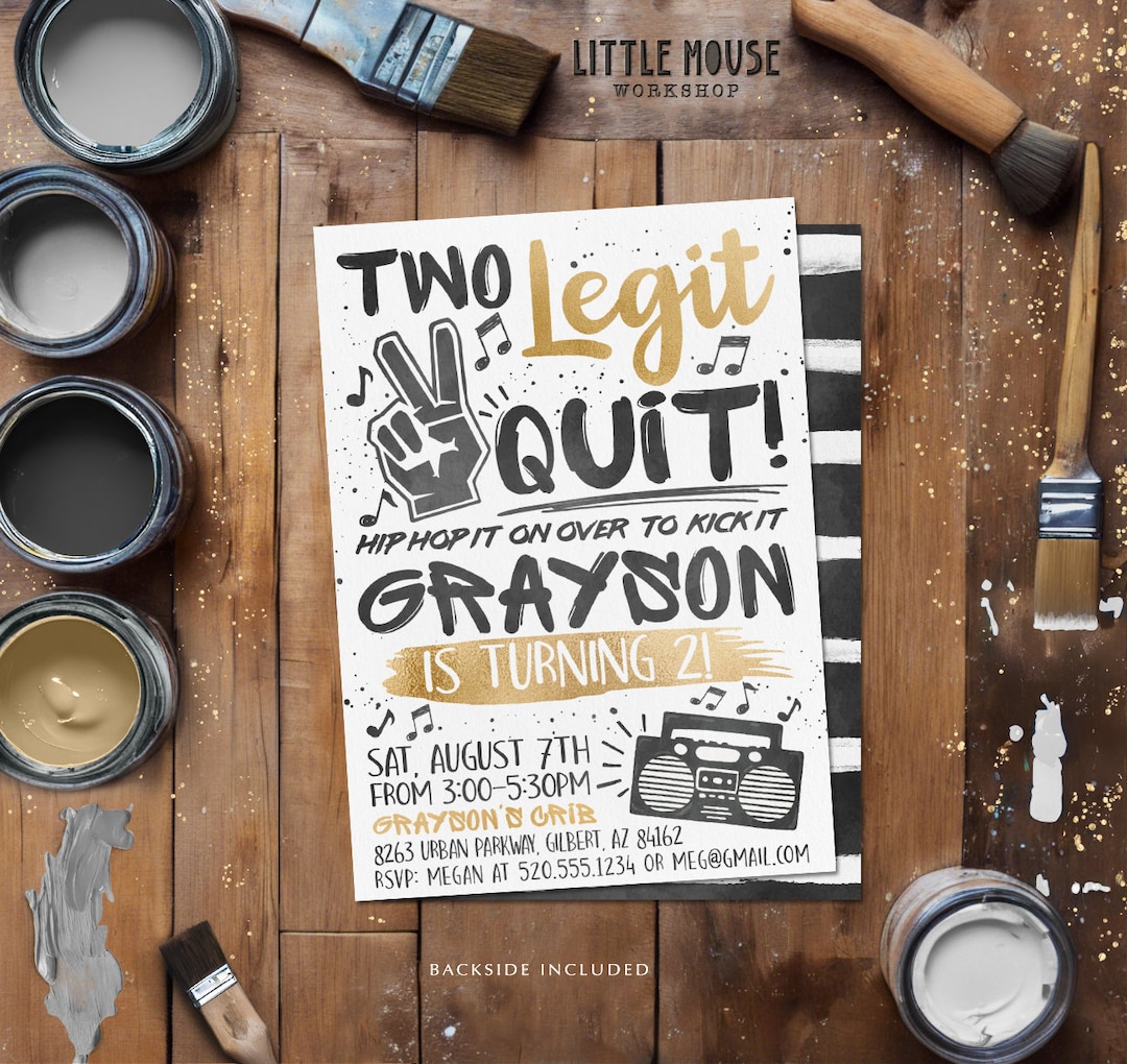 Two Legit to Quit Birthday Invitation - Etsy