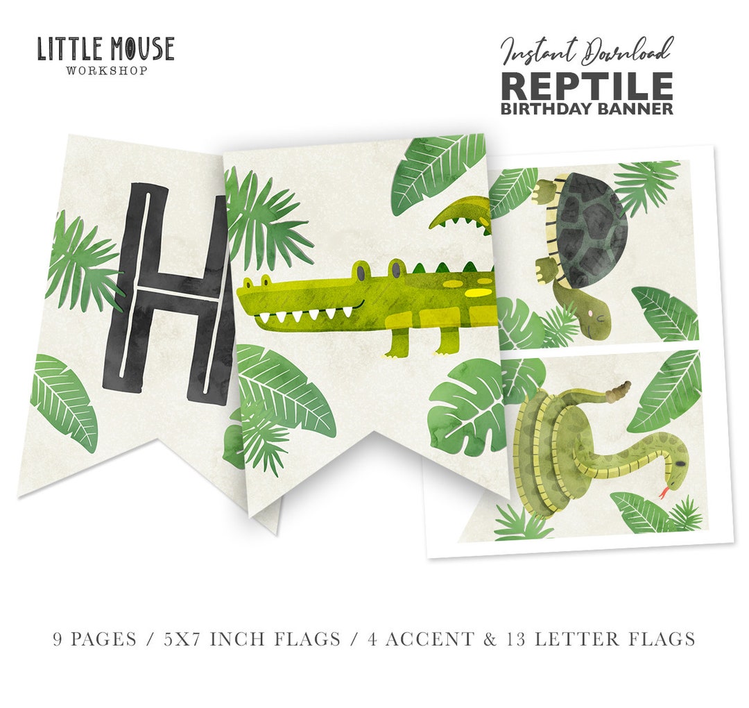 Reptile Birthday Banner - Etsy
