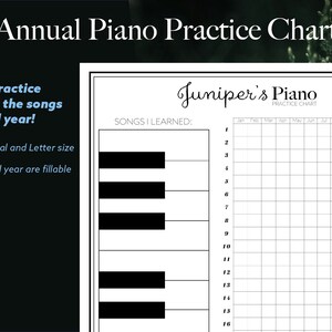 Piano Practice Chart Track Your Practice for the Entire Year Instant ...