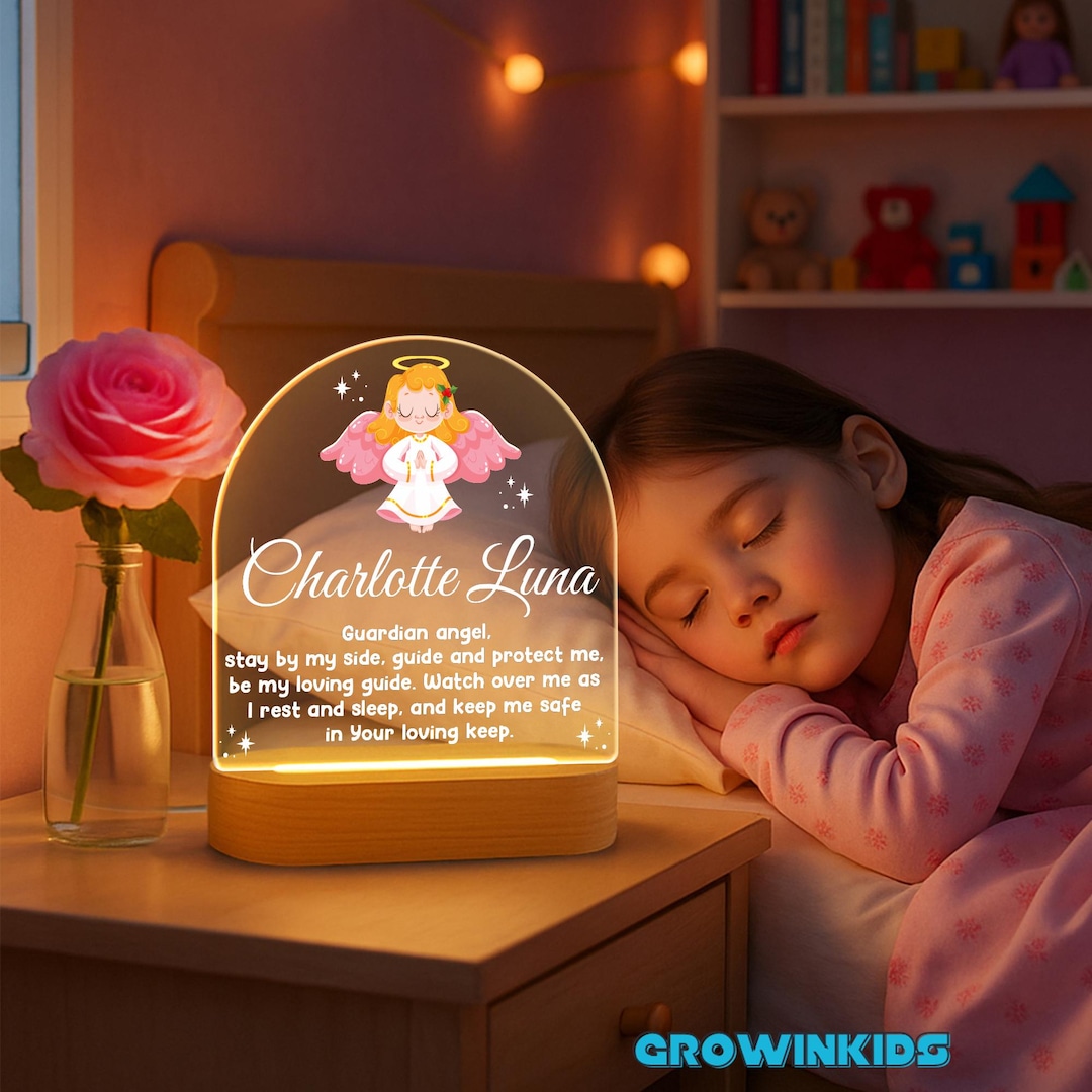 Personalized Angel Night Light: Custom Name, Prayer, Baptism Gift - Etsy