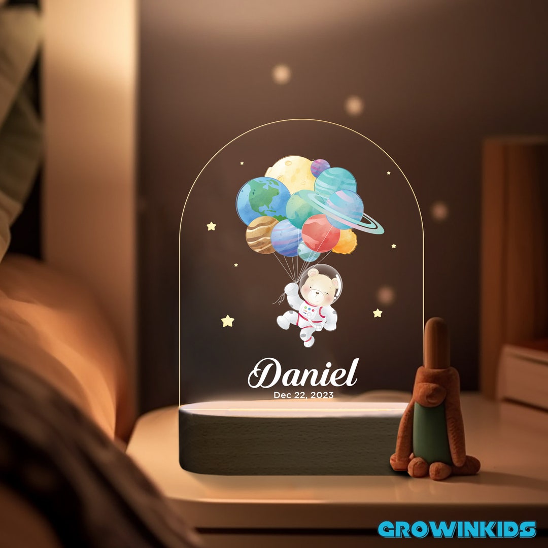 Night Light Space With Elephants, Rabbit, Bear, Table Light, Kids ...