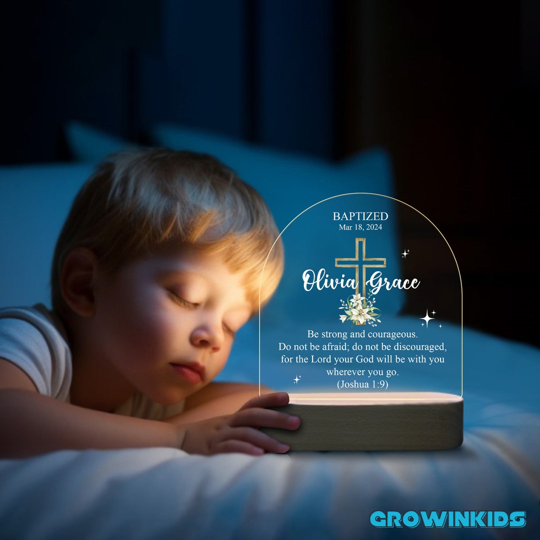Bible Joshua 1:9 Night Light, Baptism Gift From Godparents, Catholic ...
