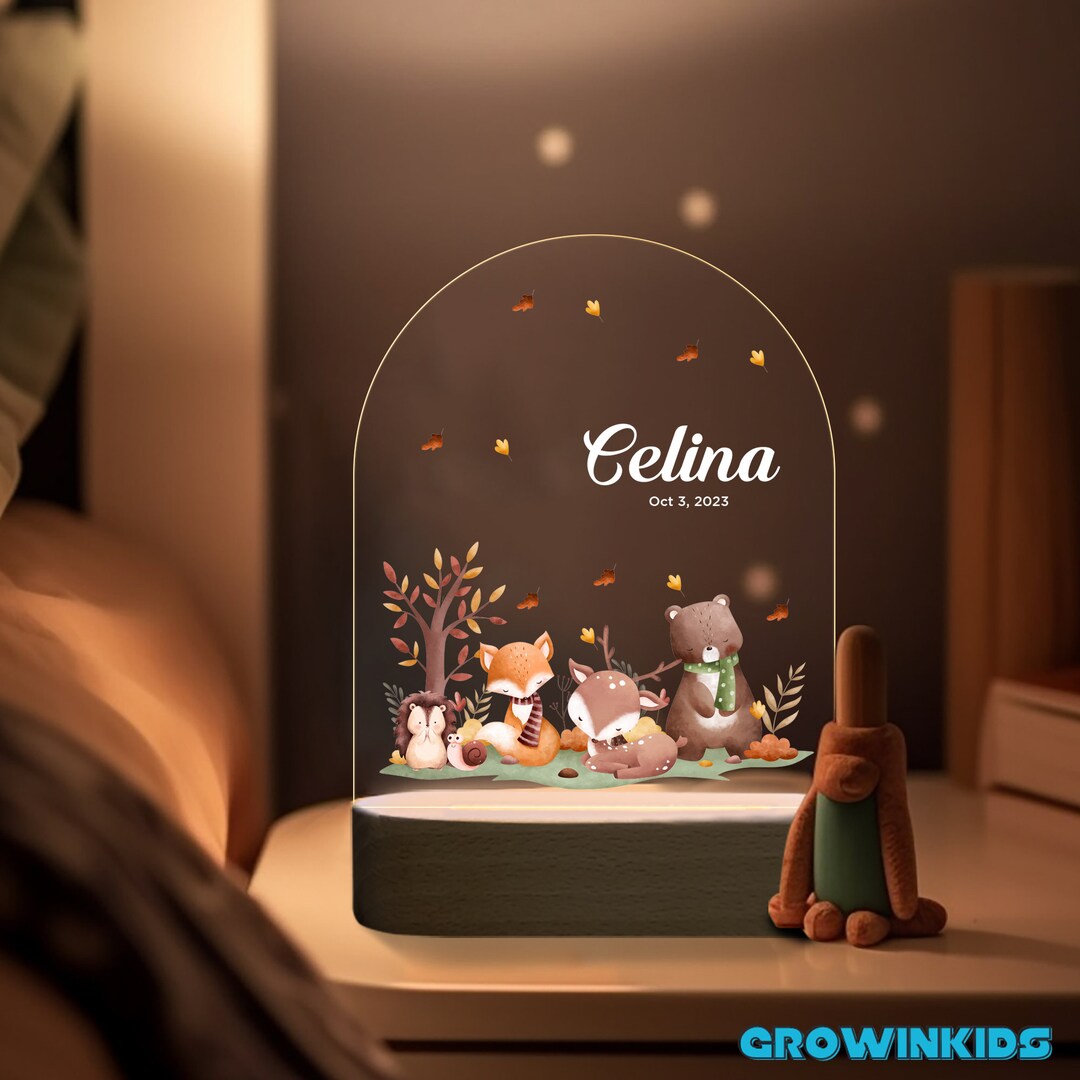 Animals Night Light, 3D Night Light, Personalized for Baby With Night ...