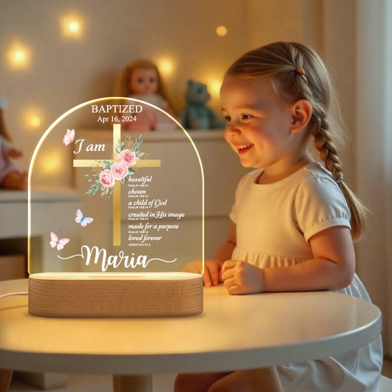 Personalized Baptism Night Light for Baby - Custom Christian Gift ...