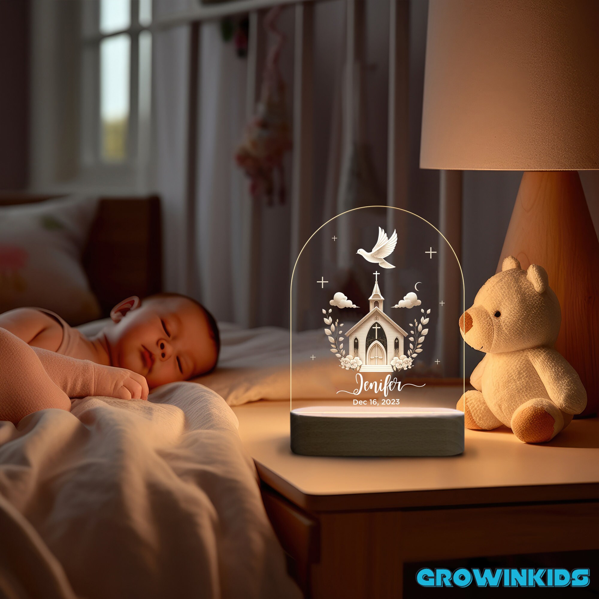 Bedside Lamp, Christening Gift, Personalized Baby Night Light, Child of ...