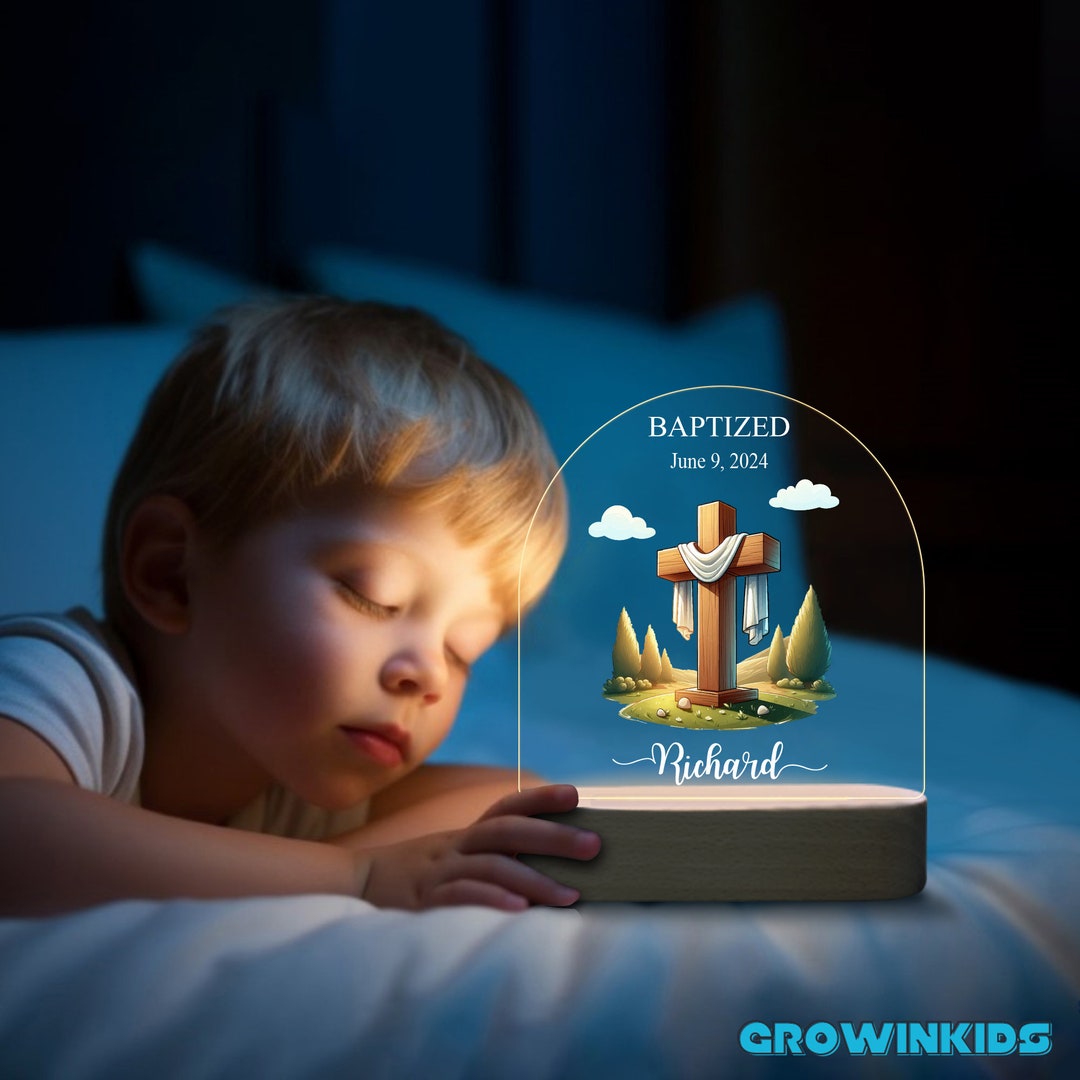 Baptism Night Light for Baby, Baby Gift Personalized, 1st Communion ...