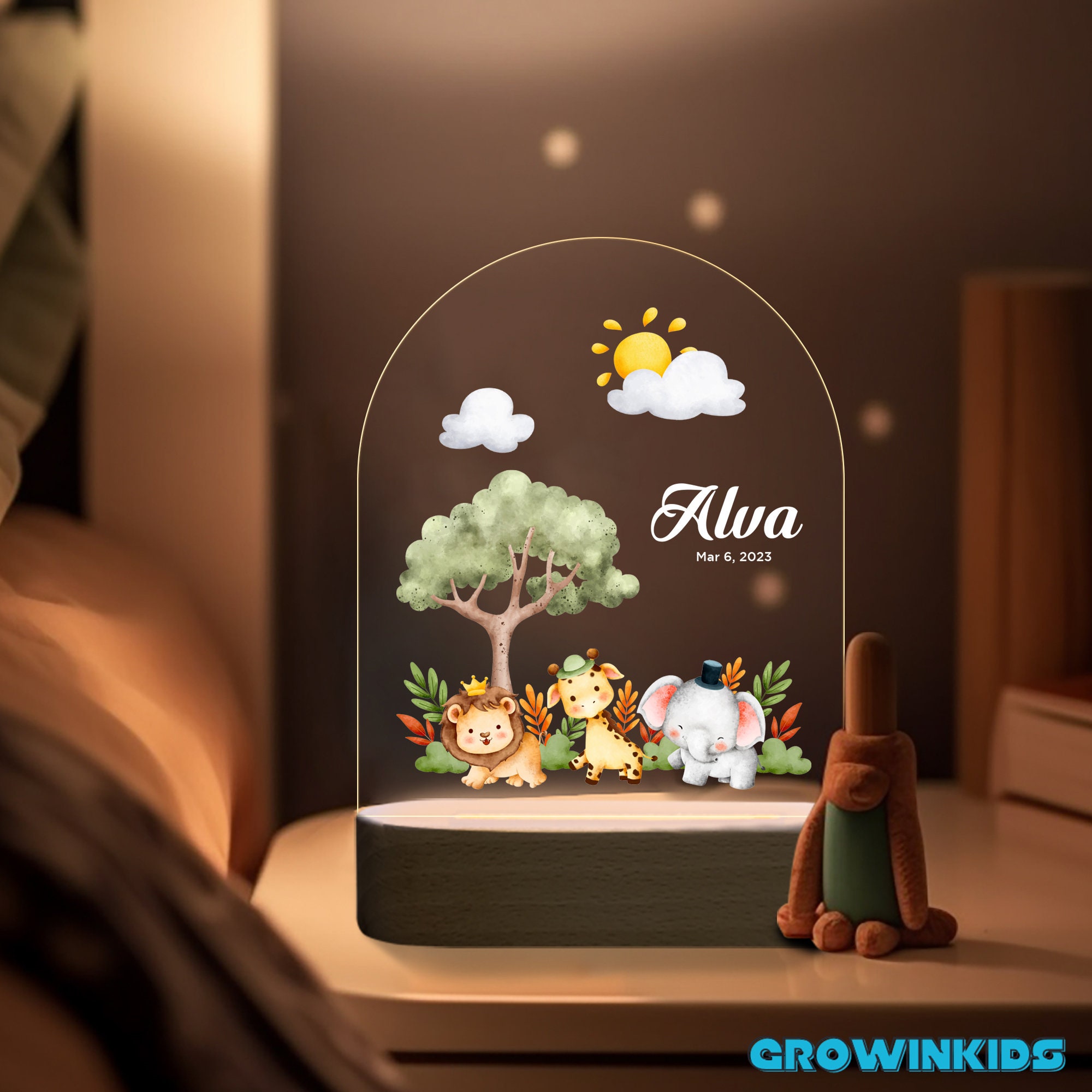 Animals Night Light, 3D Night Light, Personalized for Baby With Night ...