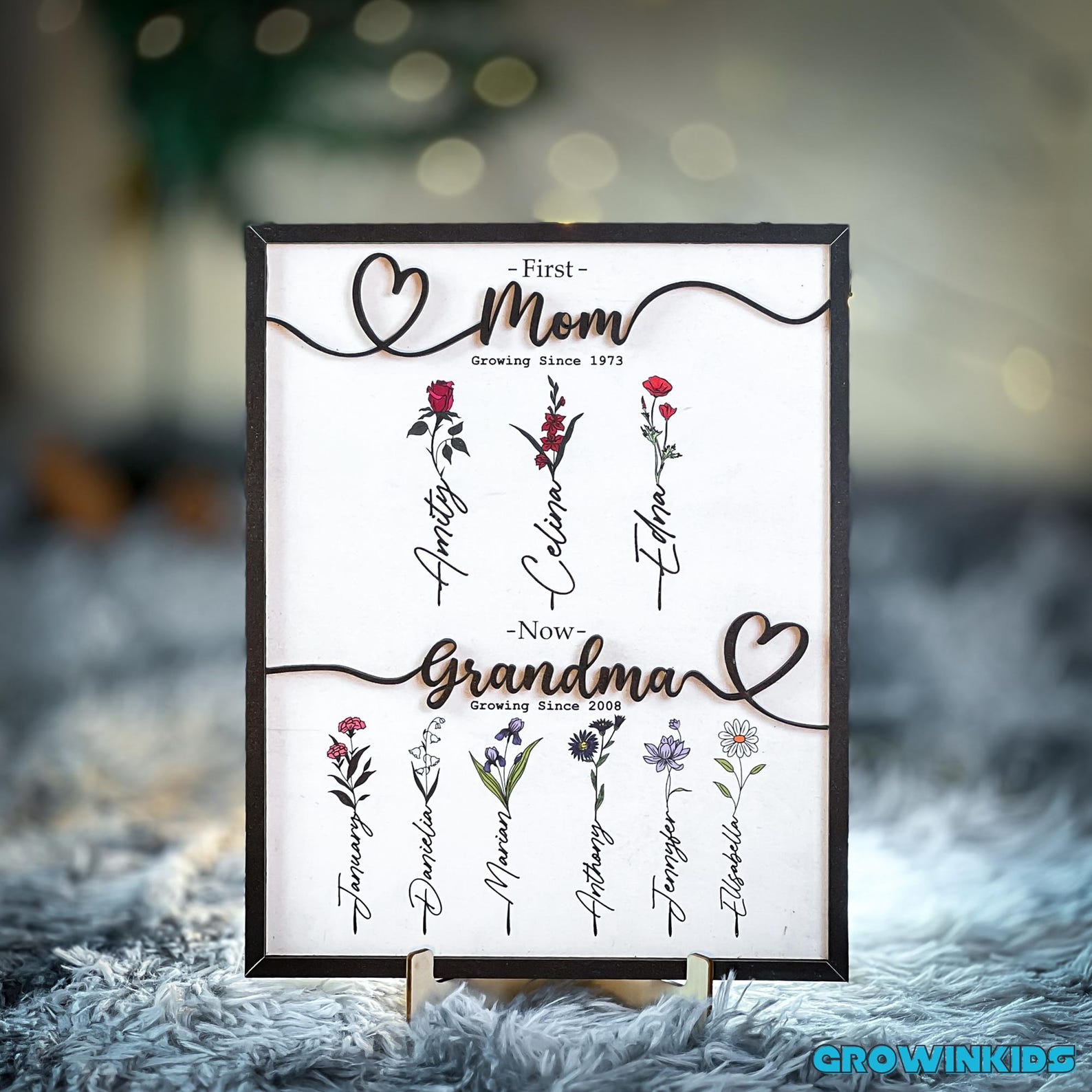 Personalized Birth Flower Family Sign: Custom Wood Grandma Gift - Etsy