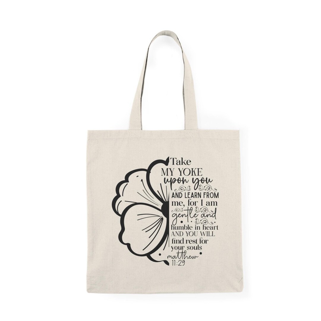 Take My Yoke Upon You' Tote Bag, Natural Canvas Market Shopper ...