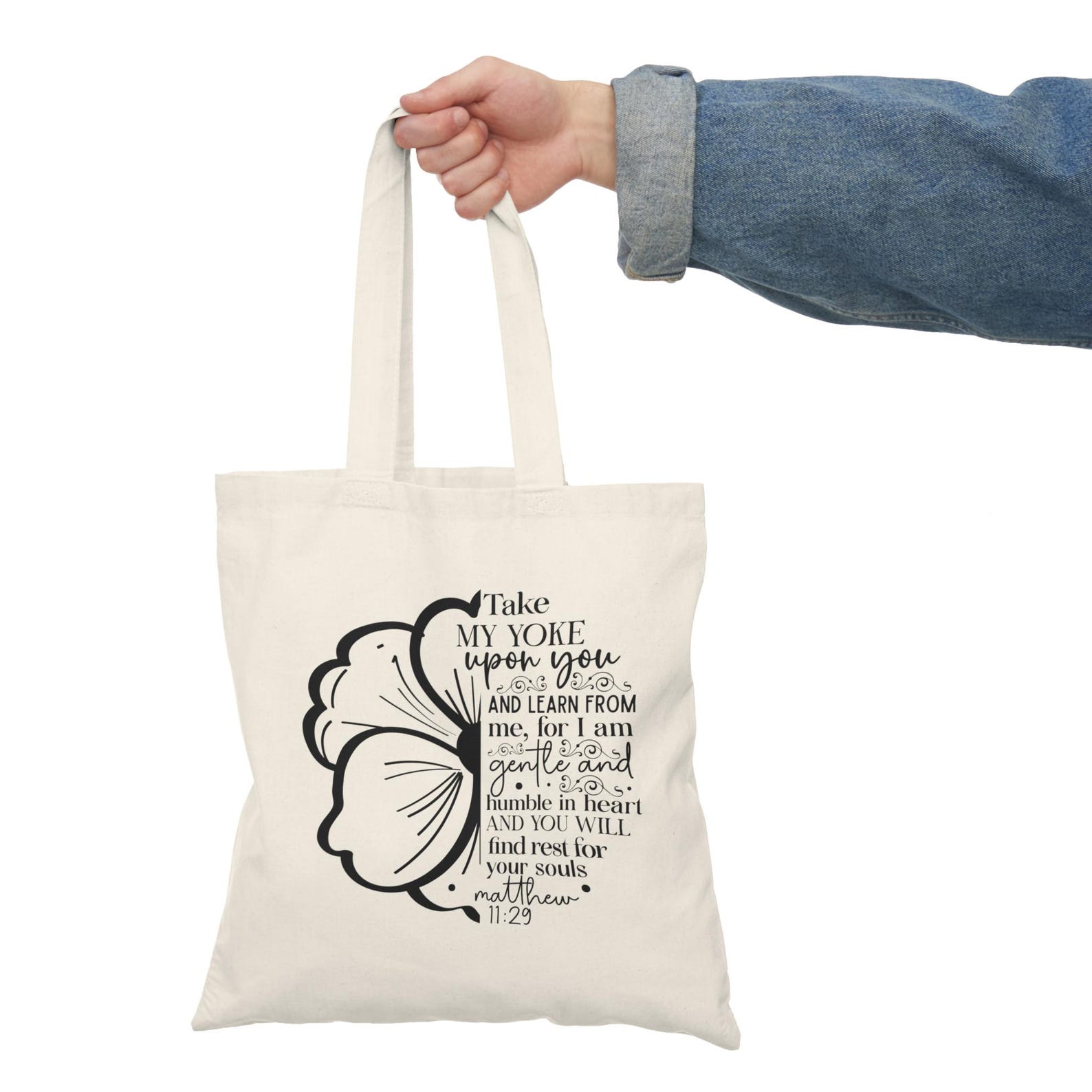 Take My Yoke Upon You' Tote Bag, Natural Canvas Market Shopper ...