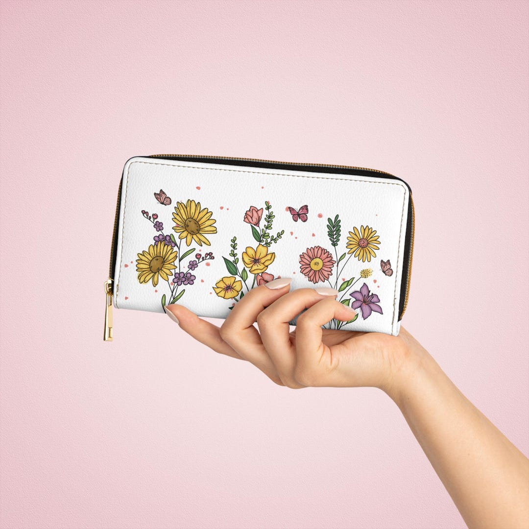 Zipper Wallet for Women, Inspirational Saying Wallet With Floral Print ...