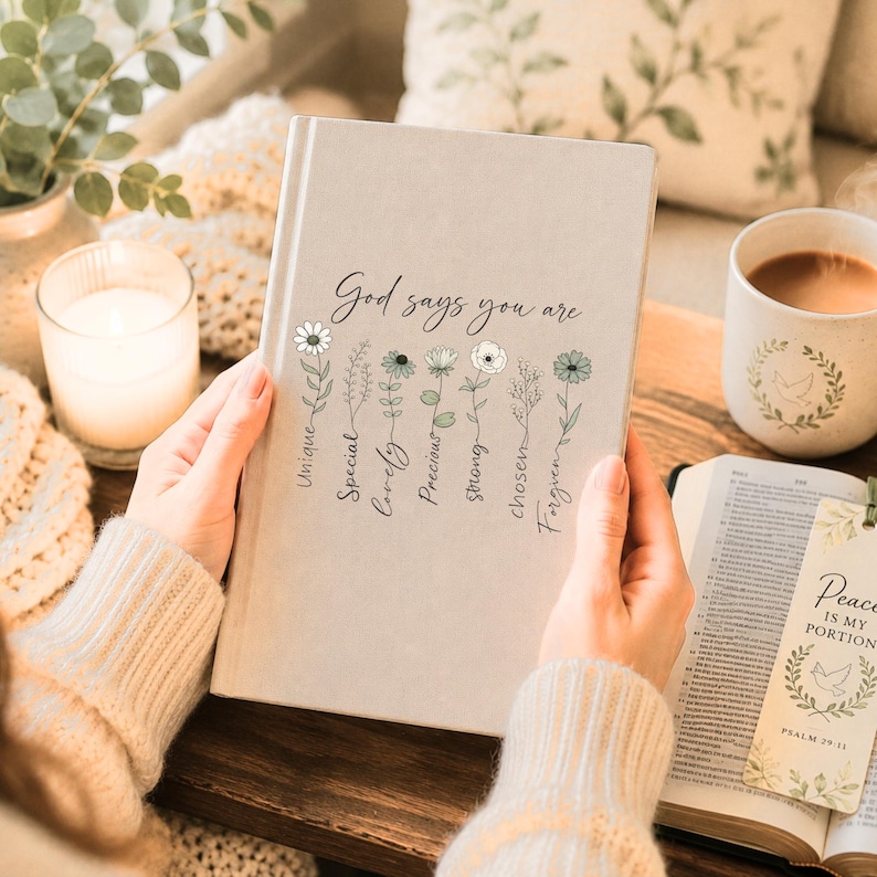 Personalized Notebook, Custom Name Book, God Says You Are Floral ...