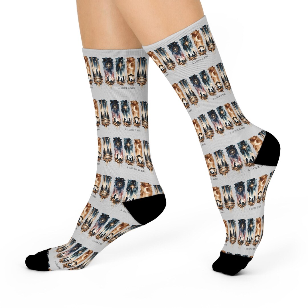 Nativity Scene Advent Crew Socks | Christmas Novelty Holiday Socks - Etsy