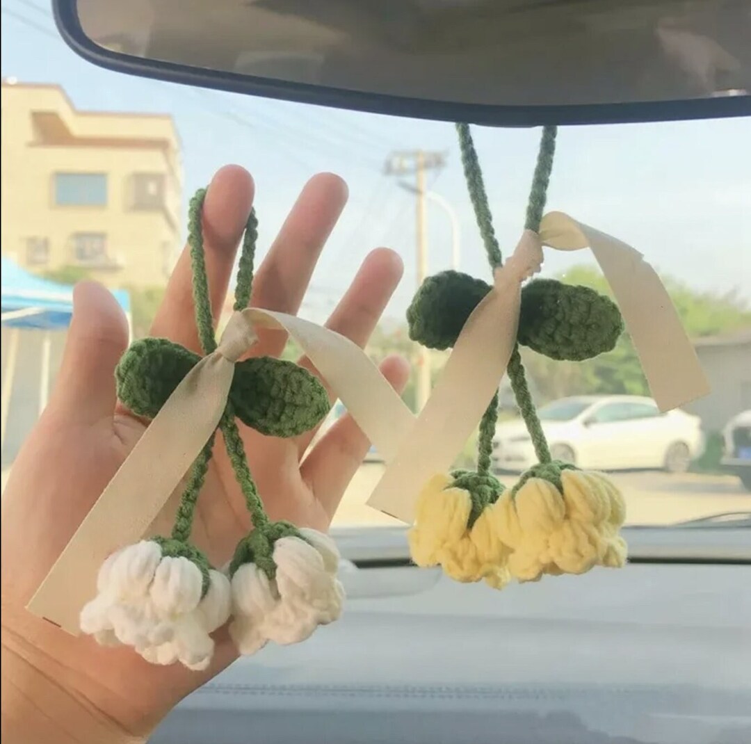 Cute Crochet Rear View Mirror Accessory - Etsy