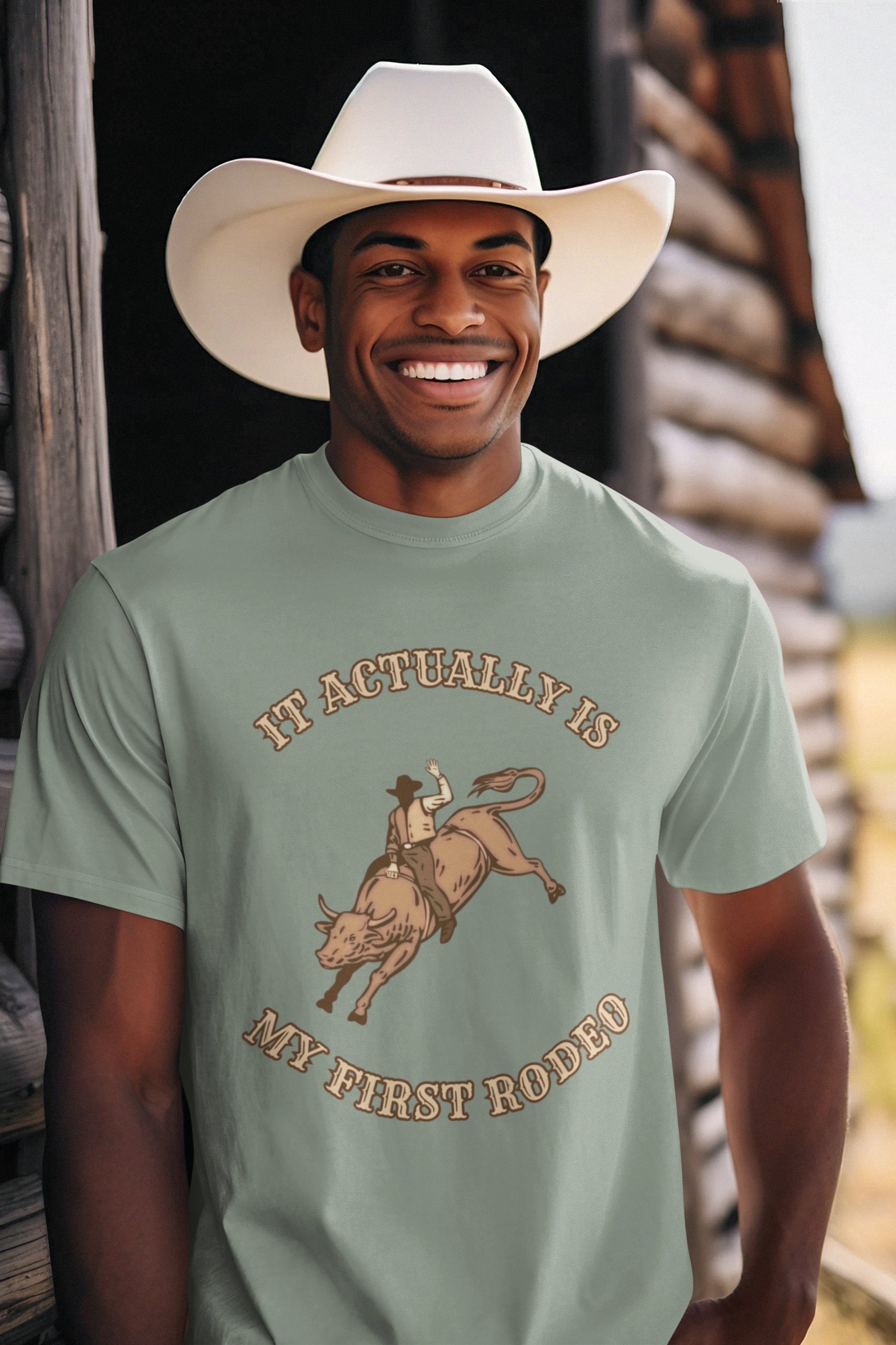 It Actually is My First Rodeo T Shirt Gift for Men Funny Cowboy Tshirt ...