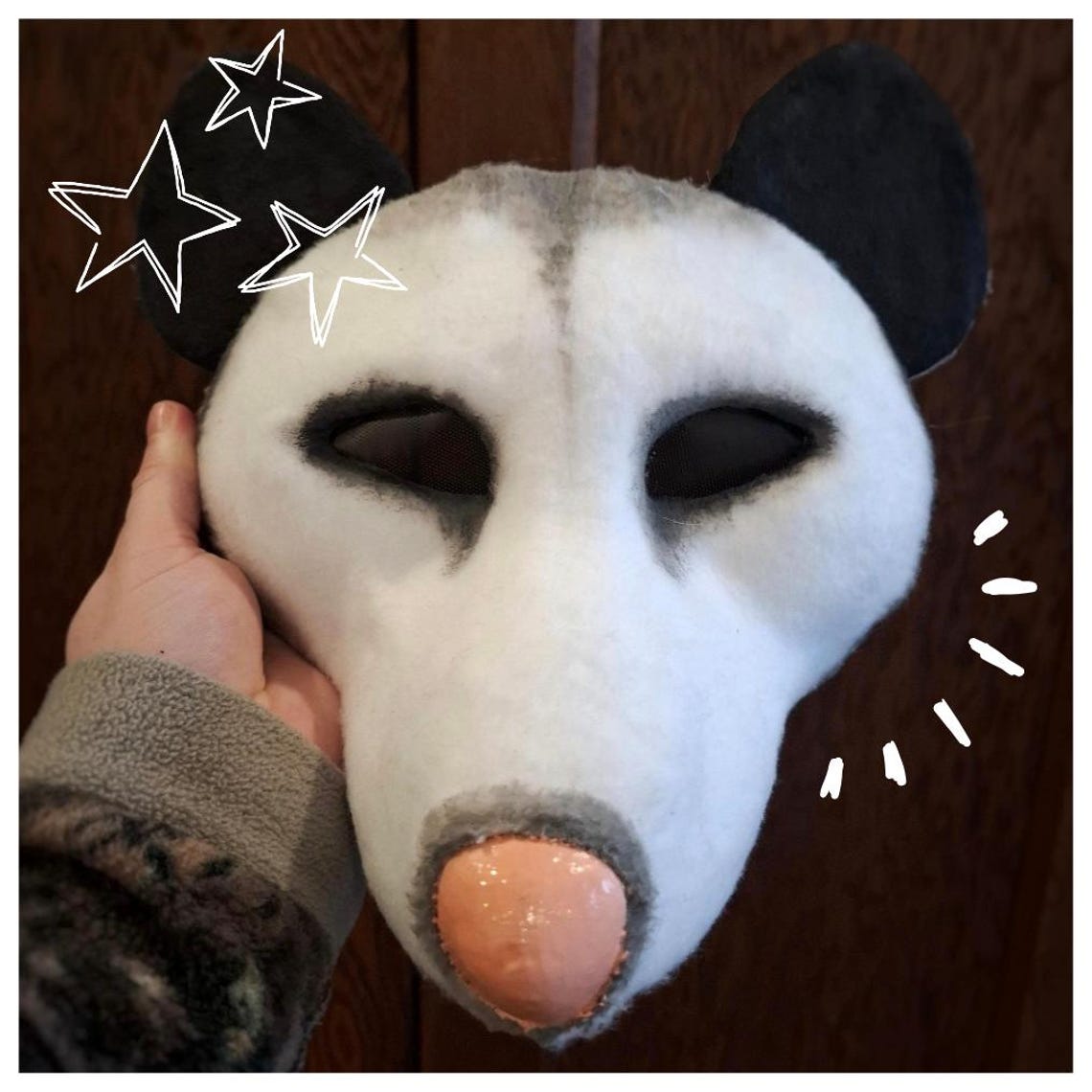 Handmade Opossum Half Face Mask ~ Fleece Animal Mask - Etsy