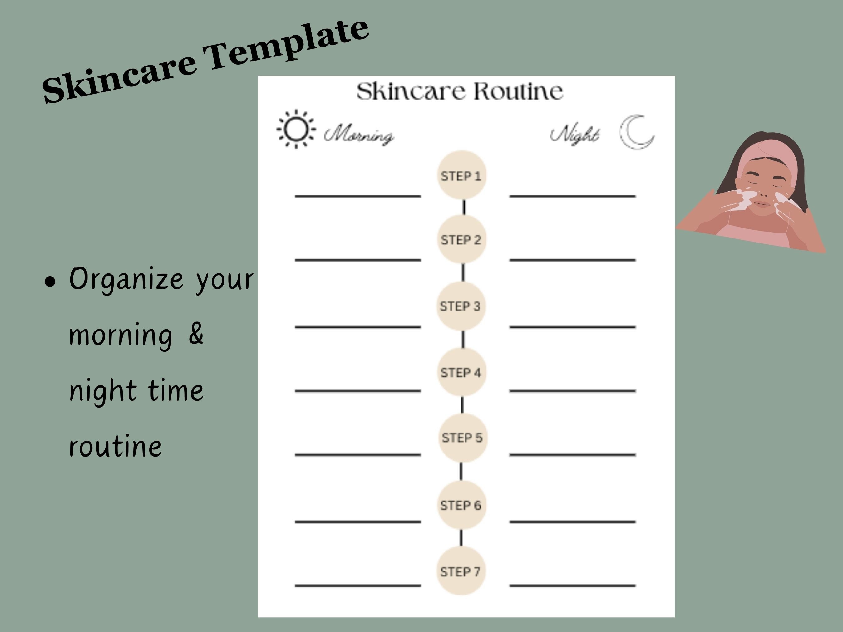 Skincare Planner Printable Skincare Routine Template Skincare Tracker ...