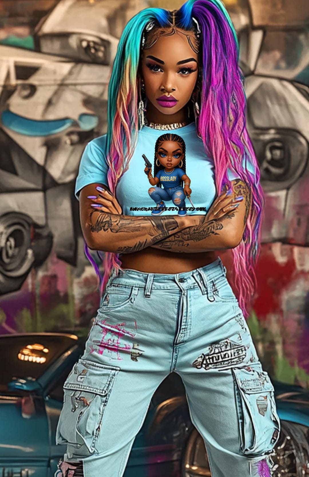 Hip Hop Female Graffiti Cartoon - Digital Download PNG, Urban Girl -sassy Cool Girl -ideal for T ...