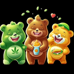 High Care Bear Smoking Bong Graphic "don't Care Bear" - Funny Weed ...