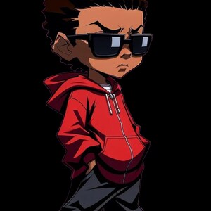 Boondocks Style Cartoon, Rapper,ski Mask, Hip Hop, Gangster, PNG ...
