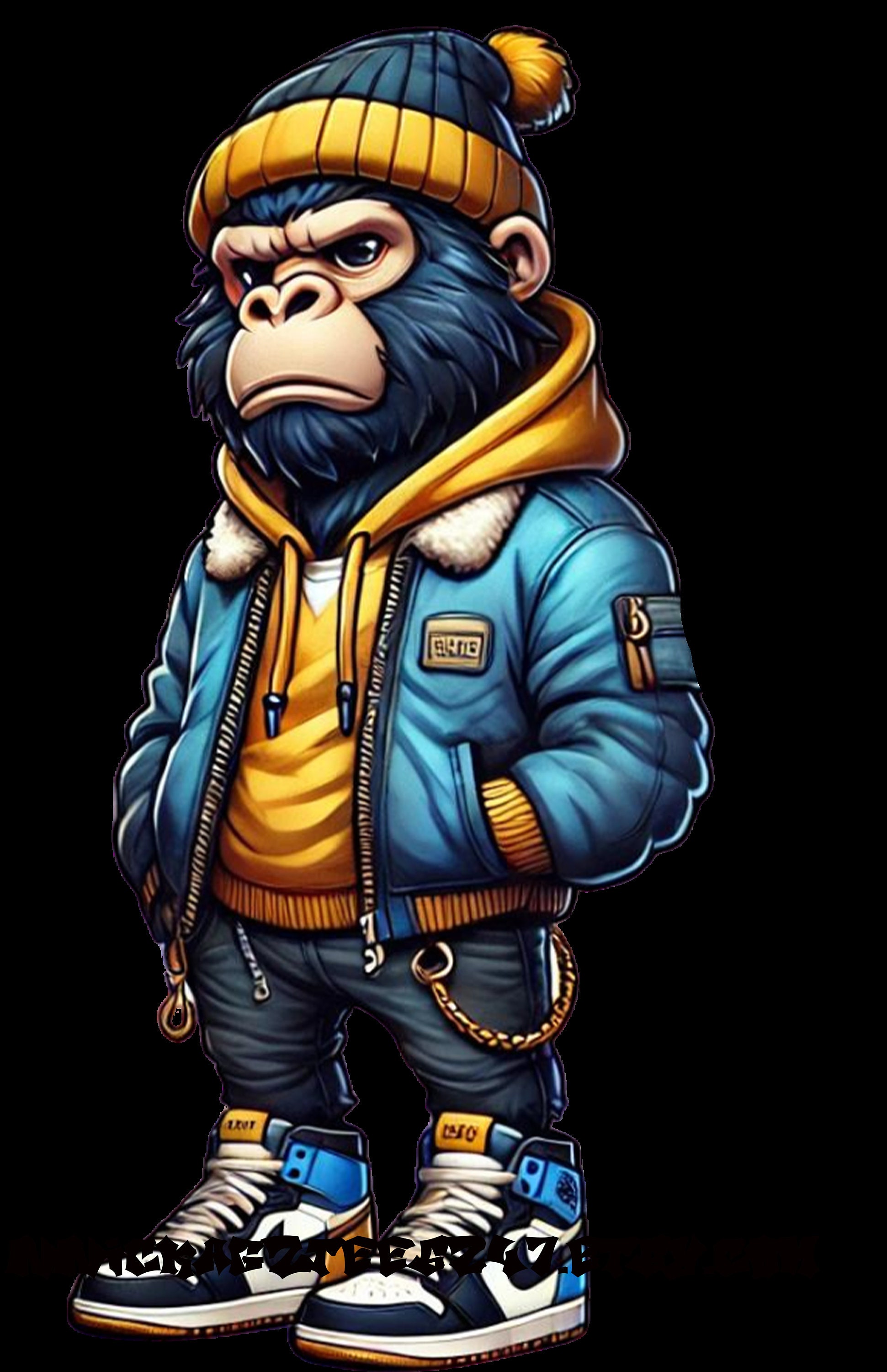 Urban Gorilla PNG, Gorilla Tshirt,blue and Yellow Gorilla, Digital ...