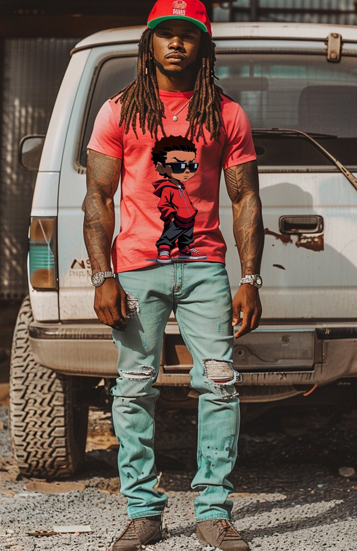 Boondocks Style Cartoon, Rapper,ski Mask, Hip Hop, Gangster, PNG ...