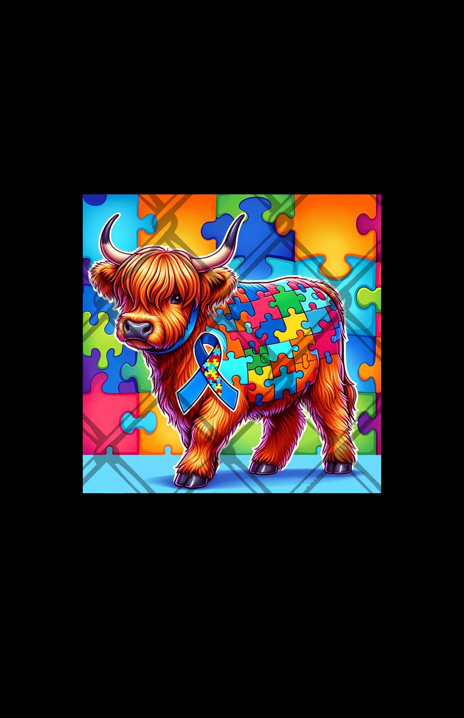 Highland Cow Autism Png Sublimation Design Download, Autism Awareness ...