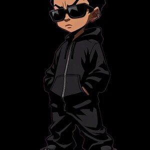 Boondocks Style Rapper Cartoon: Urban Streetwear PNG, Cricut - Etsy