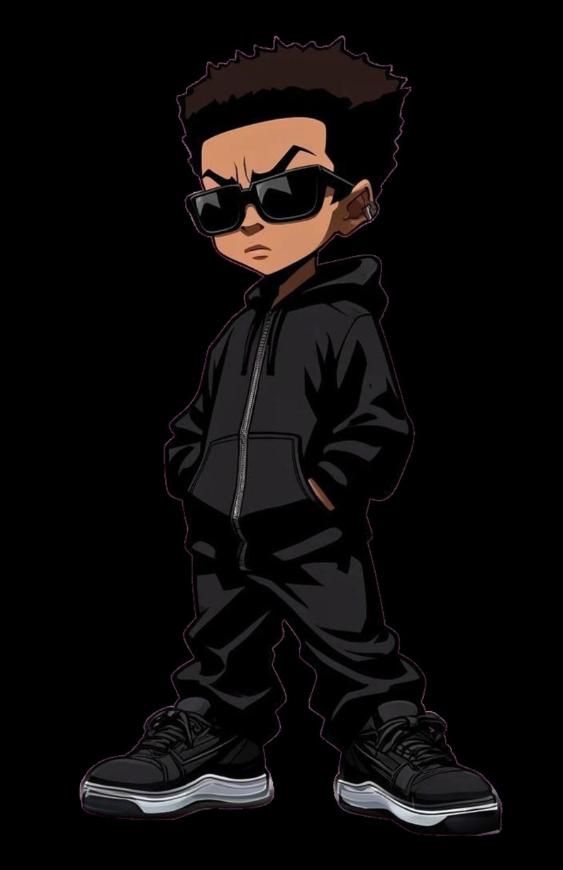 Boondocks Style Rapper Cartoon: Urban Streetwear PNG, Cricut - Etsy