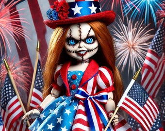 Chucky 4th of July Png, Happy Fourth of July Png, American Flag Png ...