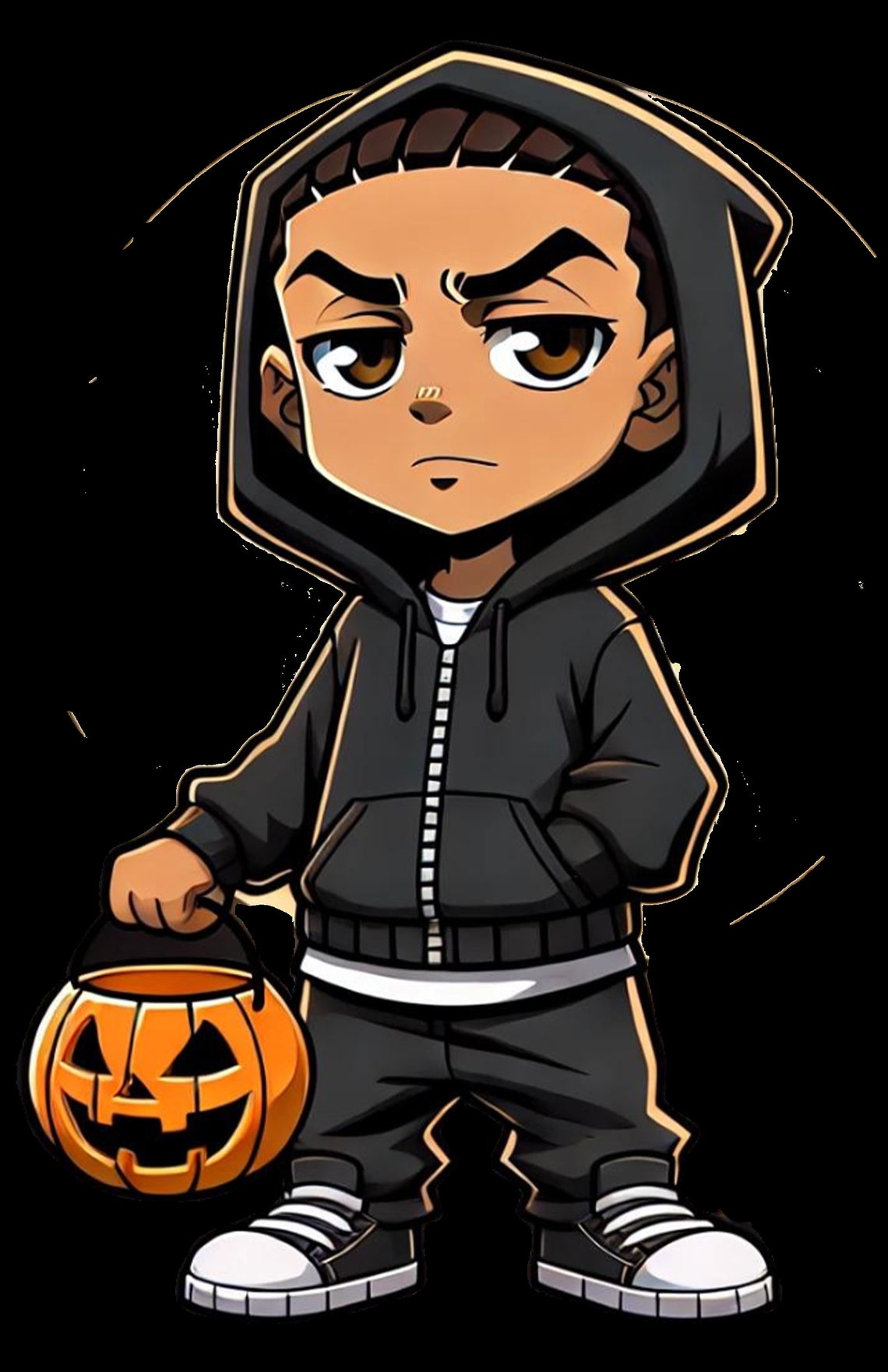 Boondocks Style Rapper Cartoon: Halloween PNG, Urban Street Design - Etsy