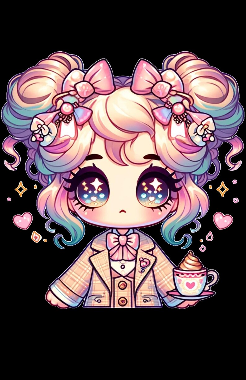 Anime Chibi Characters Clipart Cute Kawaii Girls PNG Japanese-style ...