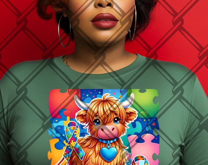 Highland Cow Autism Awareness PNG: Sublimation Design (digital Download ...