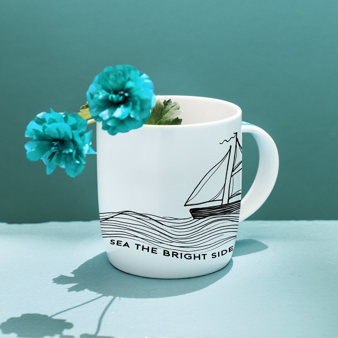 Sea the Bright Side Coffee Mug Ocean / Beachy Coffee Tea Herbal Cup for ...
