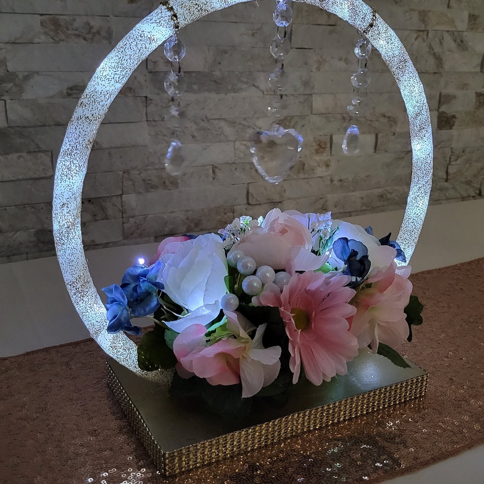 12" Ring Centerpiece With Led Lights Table Decoration, Bridal Shower ...