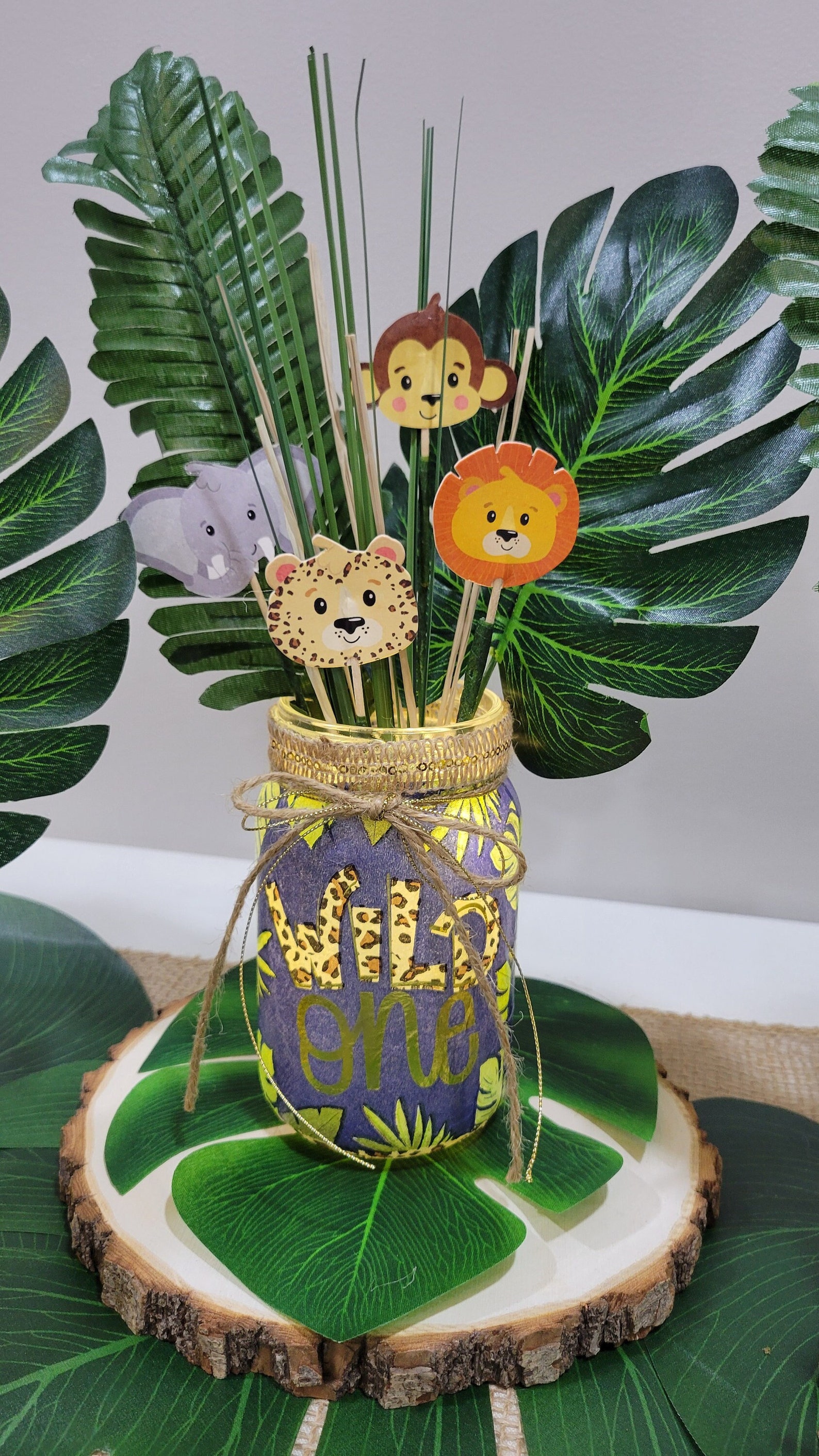 Safari Centerpiece, Lighted Table Decor, Wild One Kids Party ,baby ...