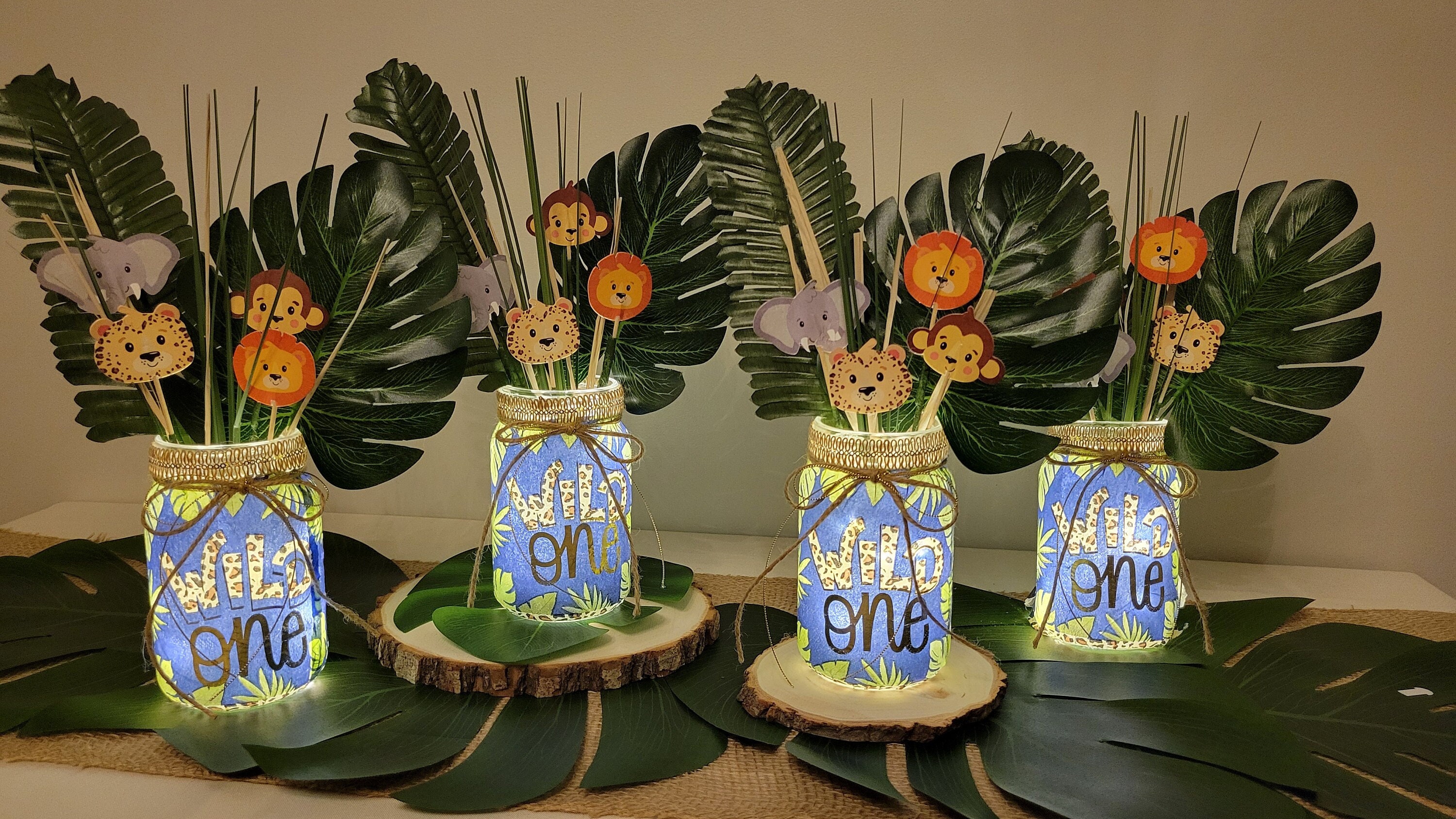 Safari Centerpiece, Lighted Table Decor, Wild One Kids Party ,baby ...