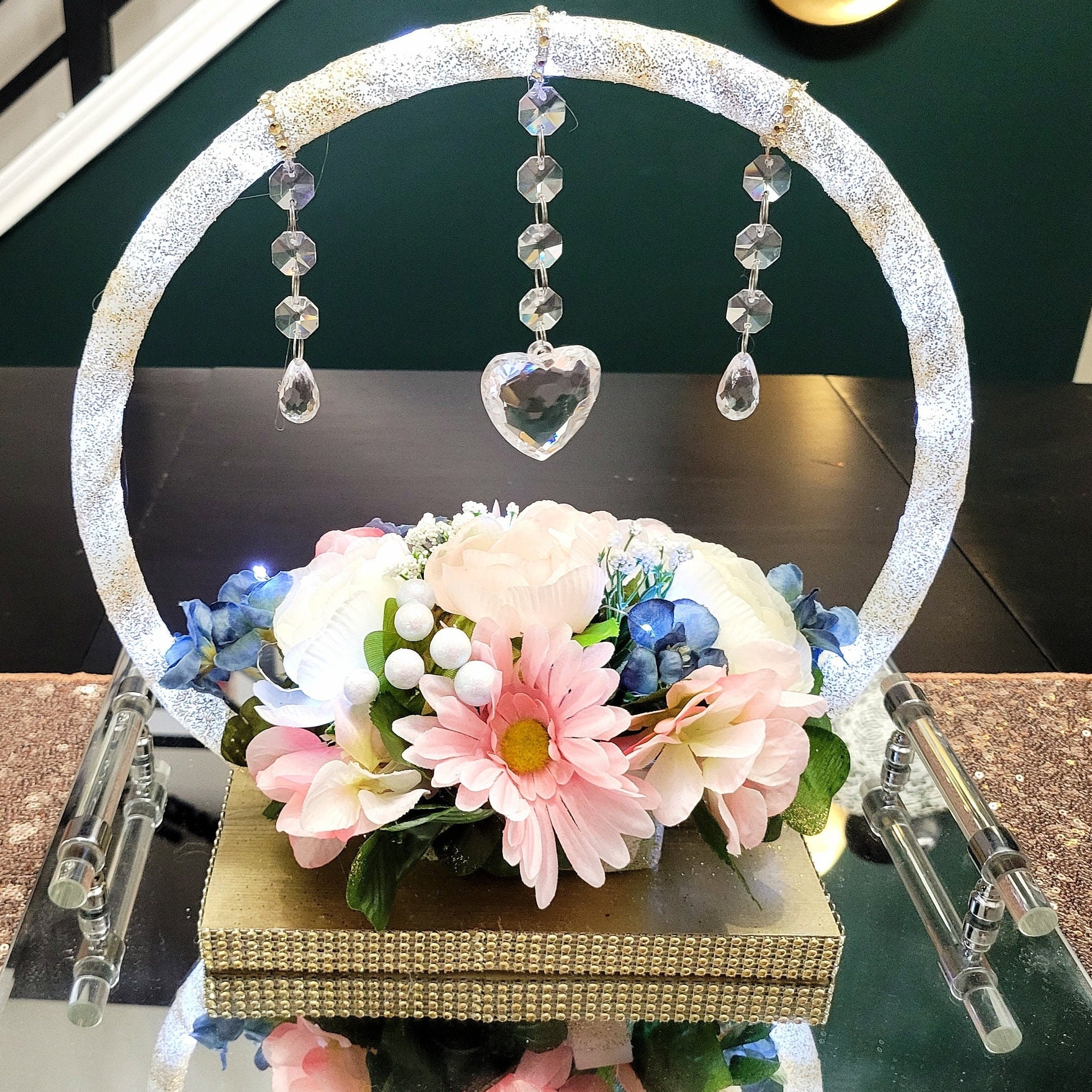 12" Ring Centerpiece With Led Lights Table Decoration, Bridal Shower ...