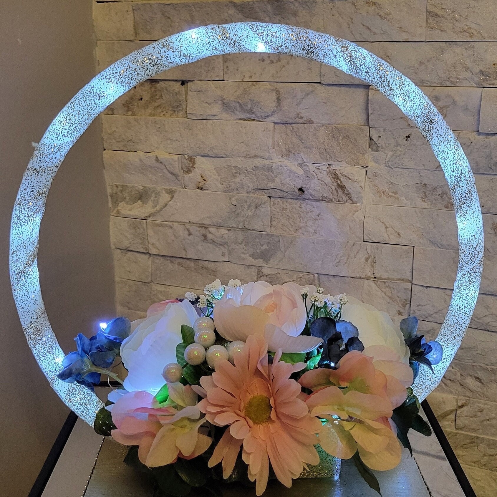 12" Ring Centerpiece With Led Lights Table Decoration, Bridal Shower, Party Centerpieces,floral ...