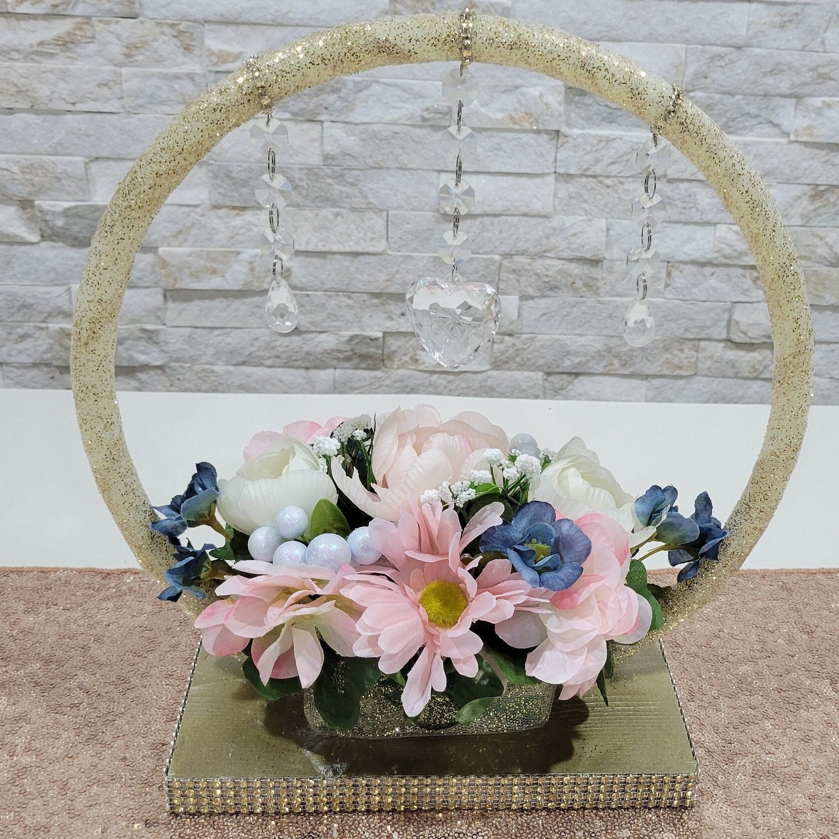 12" Ring Centerpiece With Led Lights Table Decoration, Bridal Shower ...