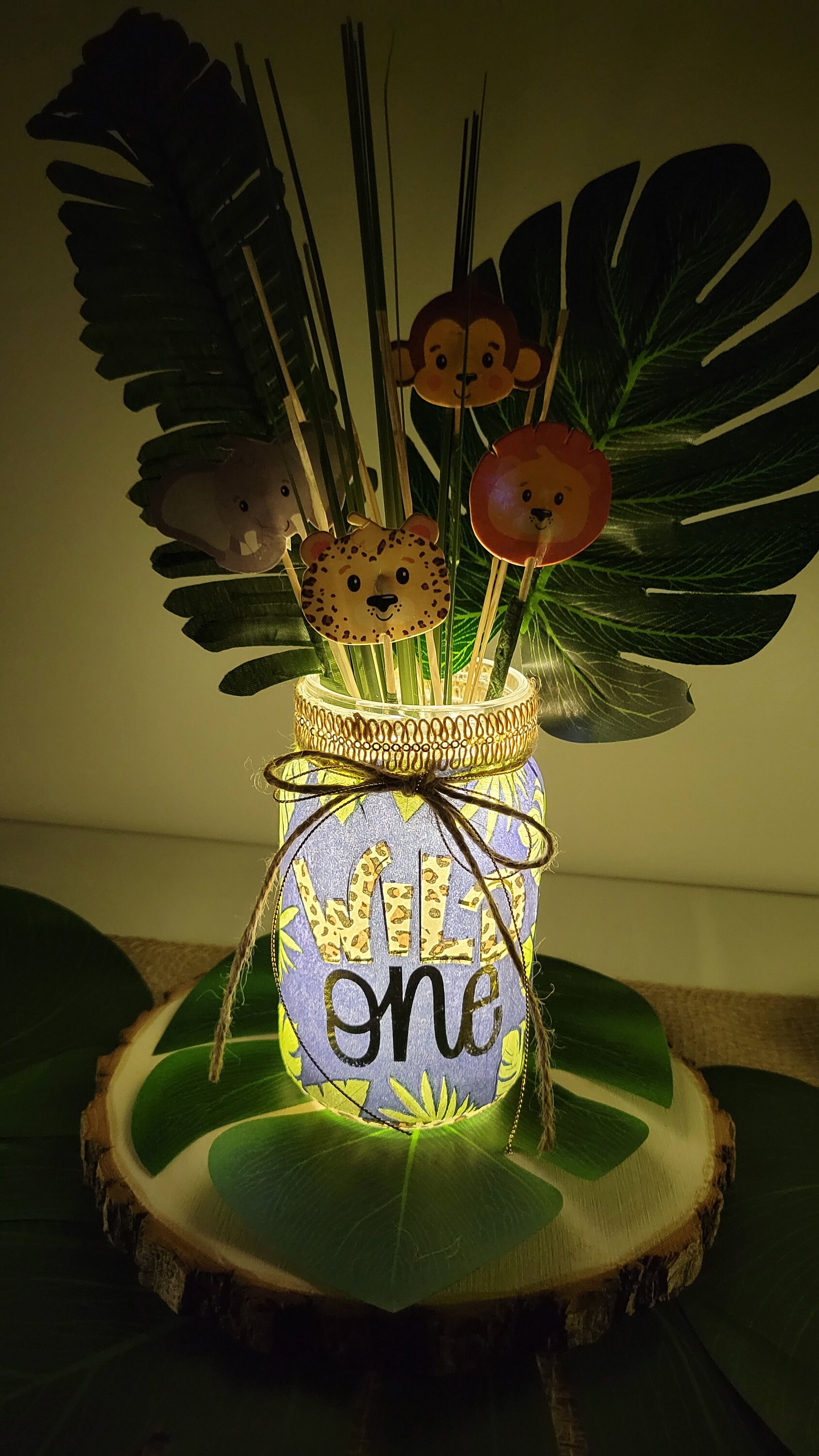 Safari Centerpiece, Lighted Table Decor, Wild One Kids Party ,baby ...