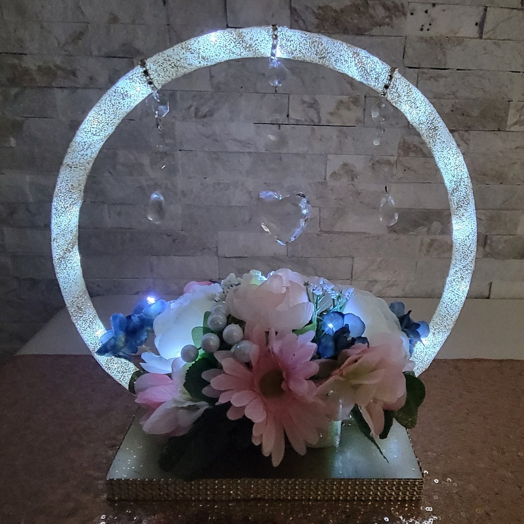 12" Ring Centerpiece With Led Lights Table Decoration, Bridal Shower ...