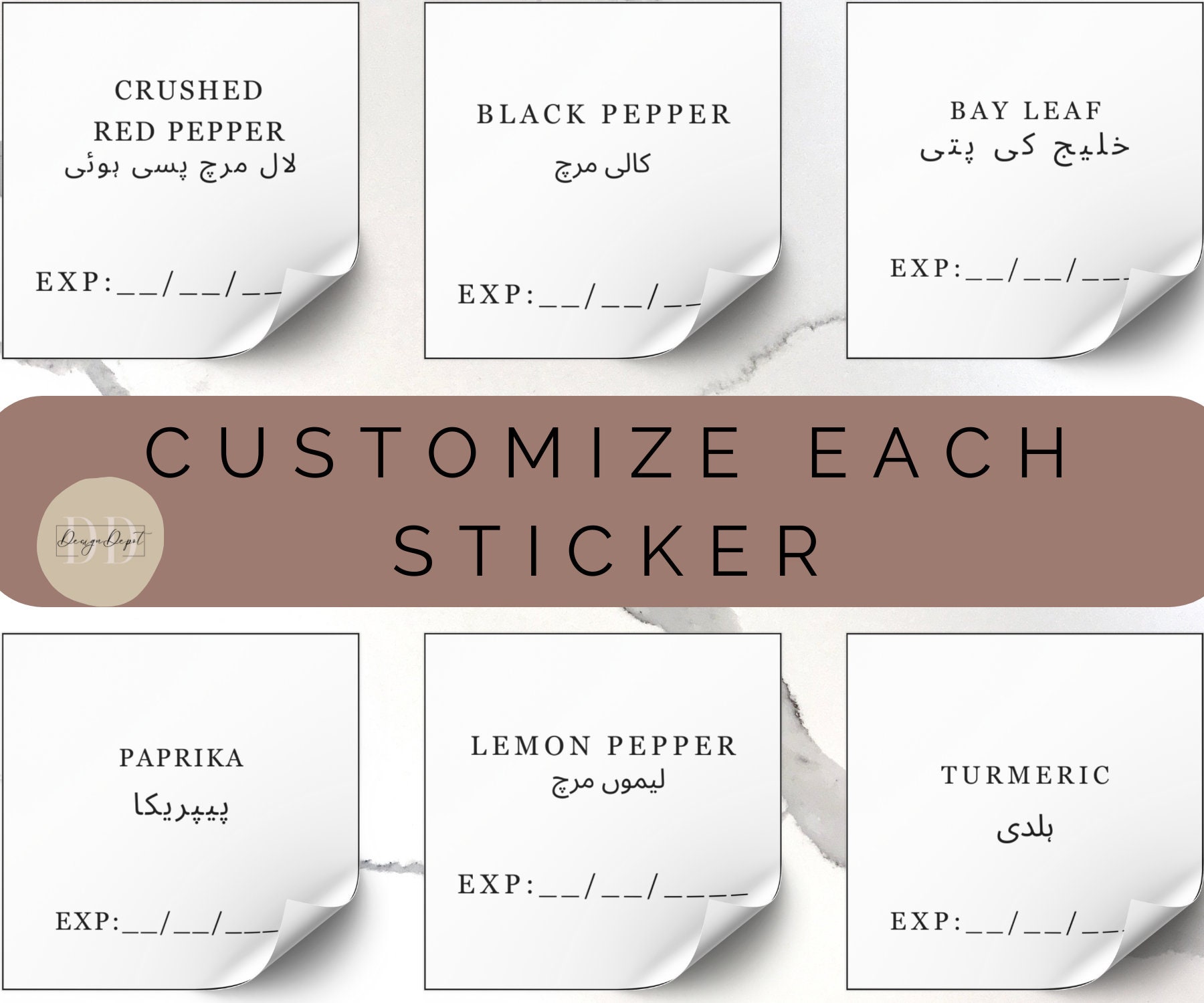 Editable Pantry Spice Label Bundle English and Urdu Printable Label A4 ...