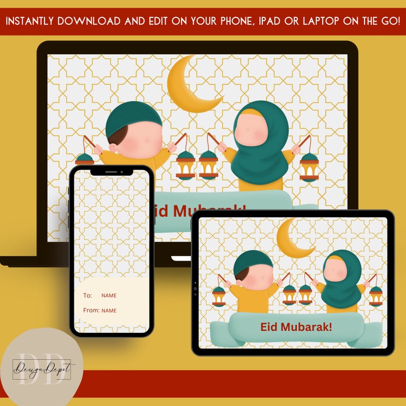 Printable Eid Mubarak Envelope for Kids - Digital Download - Fully ...