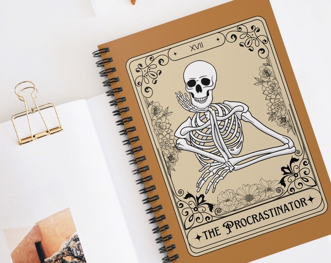 The Overthinker Tarot Card Skeleton Spiral Notebook, Funny Sarcastic ...
