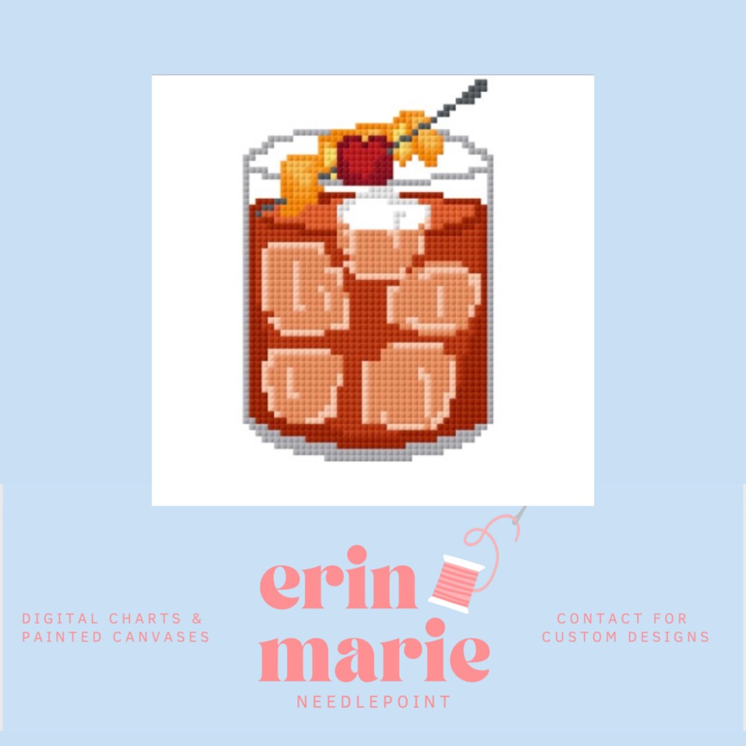 Old Fashioned Cocktail | Digital Needlepoint Chart PDF - Etsy