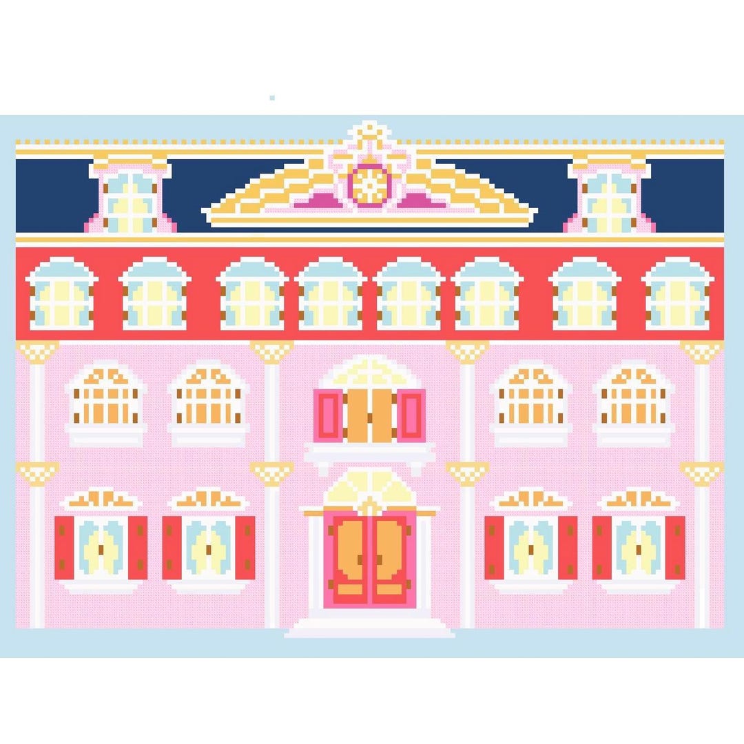 Pink Building | Digital Needlepoint Pattern PDF - Etsy